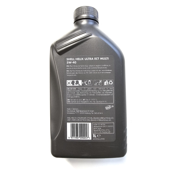 Shell Helix Ultra ECT Multi 5W40 Motoröl 1L VW Norm 51100 Öl Pure Plus ...
