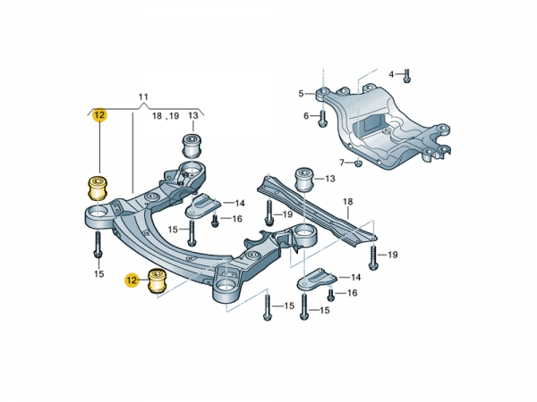 Original Audi A6 4F C6 Gummilager Gummimetall-Lager vorn Getriebe Motor ...
